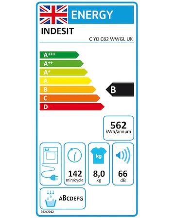 Indesit C YD C82 WWGL UK Condenser Tumble Dryer 8kg - White | JD Williams