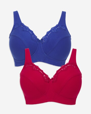 Pretty Secrets 2 Pack Blue/Red Full Cup Non Wired Bras B-G | JD Williams