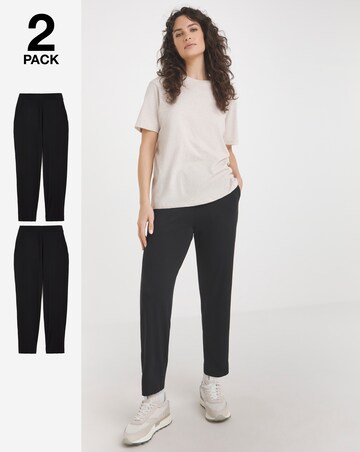 2 Pack Black Jersey Tapered Leg Trousers | JD Williams