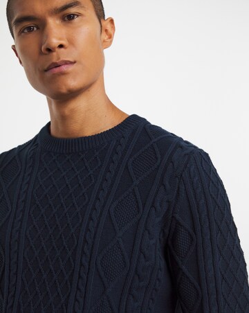 Dark Navy Cable Knit Crew Neck | JD Williams