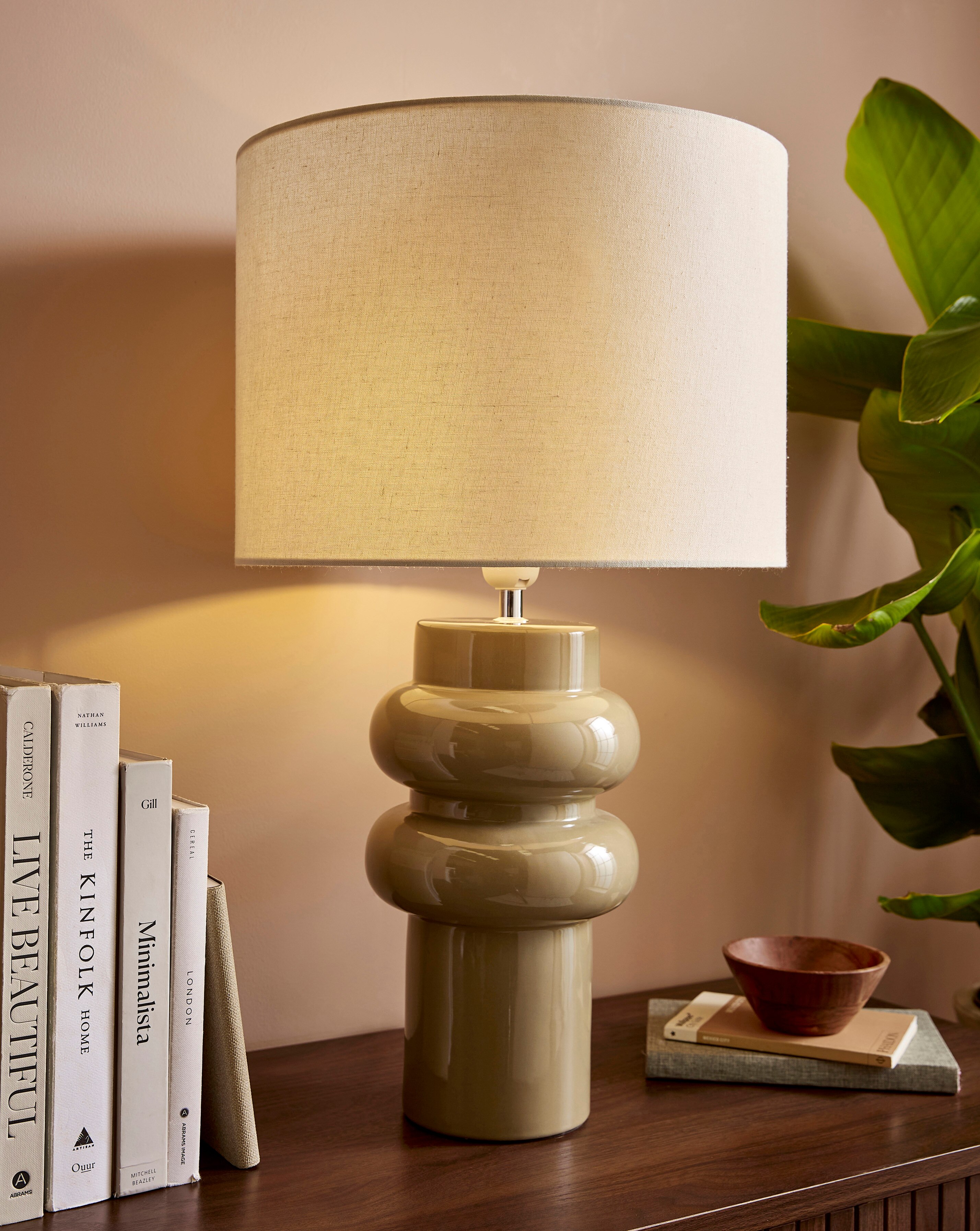 Autry Ribbed Ceramic Glaze Table Lamp | JD Williams