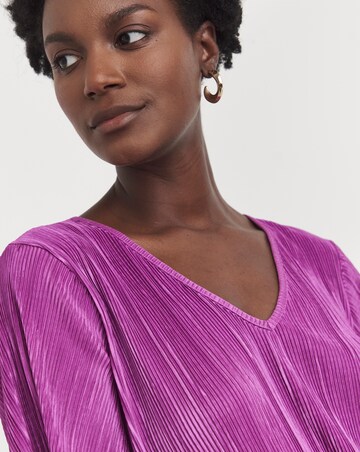 Purple V Neck Plisse Longline Top | JD Williams