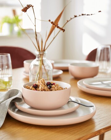 Stoneware 12 Piece Dinner Set - Blush | JD Williams