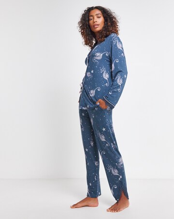 Viscose and Lace Button Through Pyjama Set | JD Williams