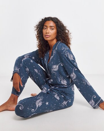 Viscose and Lace Button Through Pyjama Set | JD Williams
