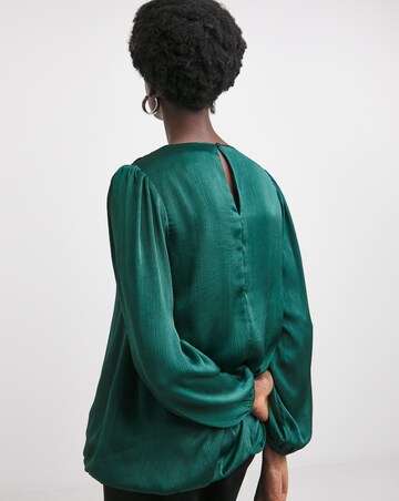 Womens Satin Bubble Hem Blouse - Green | JD Williams
