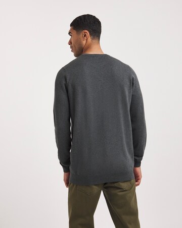 Dark Grey Marl Knitted Crew Neck Jumper | JD Williams