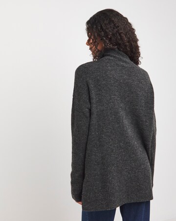 High Neck Deep Trim Longline Jumper | JD Williams