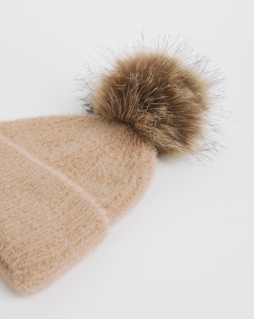 Camel Fluffy Bobble Hat | JD Williams