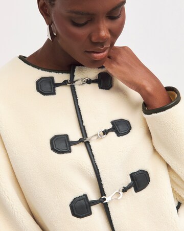 Cream Collarless Duffle Teddy Jacket | JD Williams