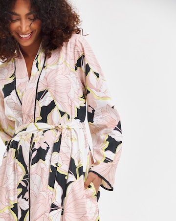 Cyberjammies Carolynn Woven Dressing Gown Black Mix | JD Williams
