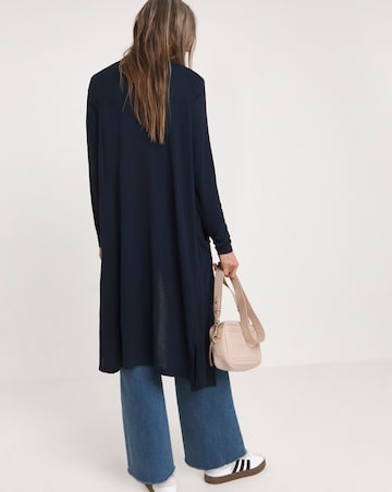 Navy Longline Jersey Pocket Cardigan | JD Williams