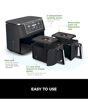 Ninja Foodi Dual Zone 9.5L Air Fryer MAX AF400UK | JD Williams