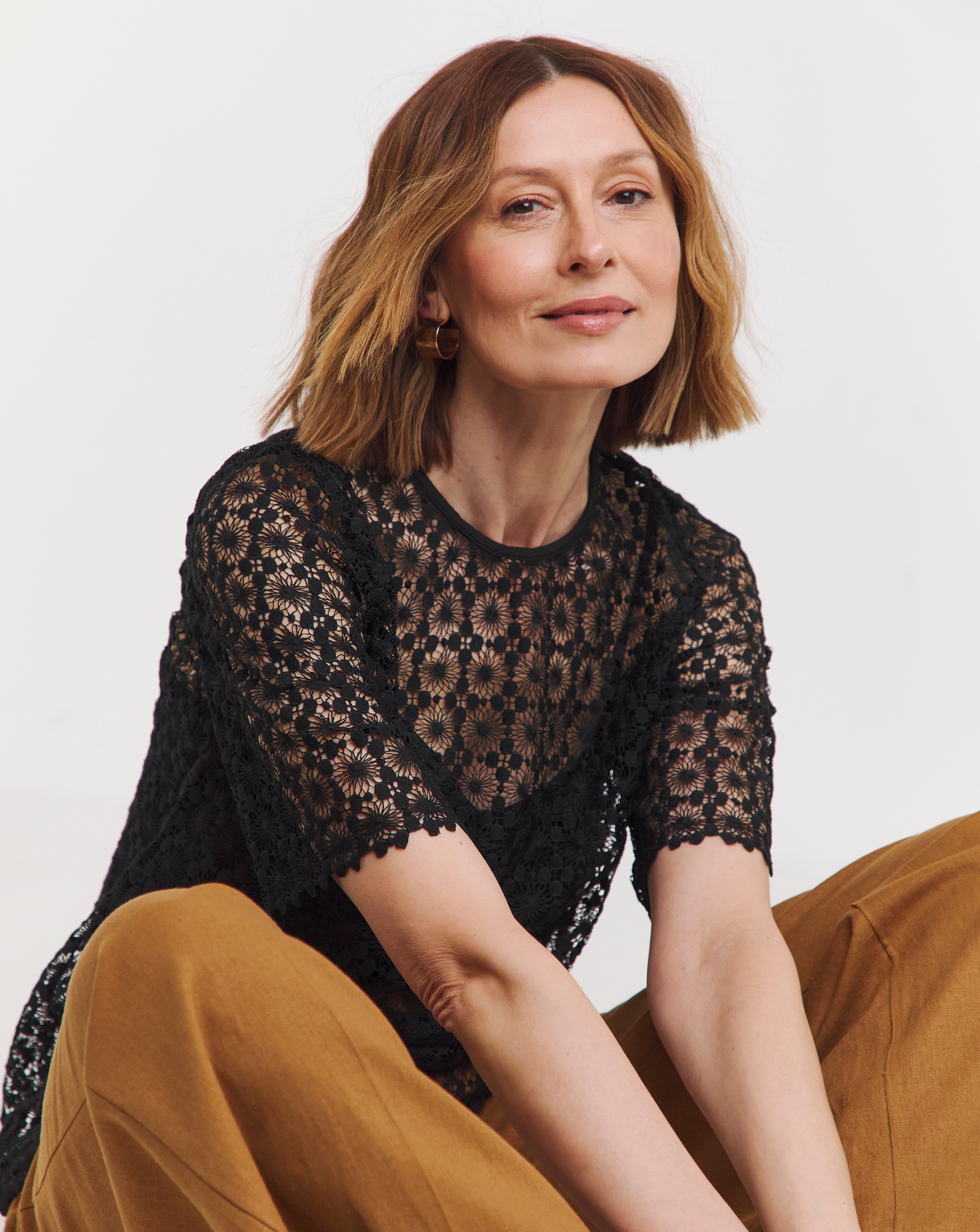 Short Sleeve Lace Top With Cami | JD Williams