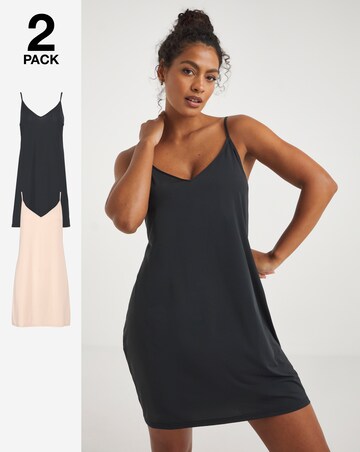 Pretty Secrets 2 Pack Full Slips Length 36in - Black/Almond | JD Williams