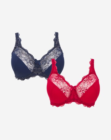 Pretty Secrets 2 Pack Ella Lace Non Wired Full Cup Bras | JD Williams