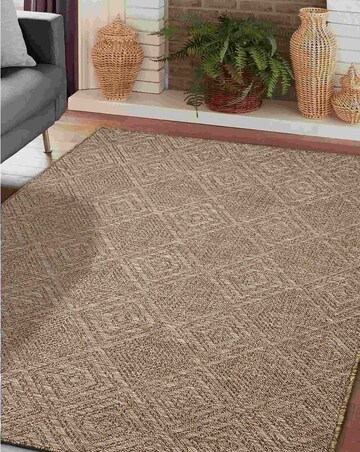 Indoor and Outdoor Natural Finish Diamonds Rug | JD Williams