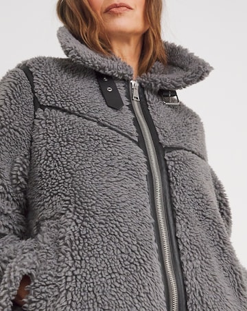 Charcoal Teddy Aviator Jacket | JD Williams