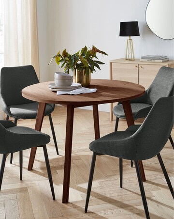 Oslo Round Dining Table with 4 Etta Fabric Chairs | JD Williams