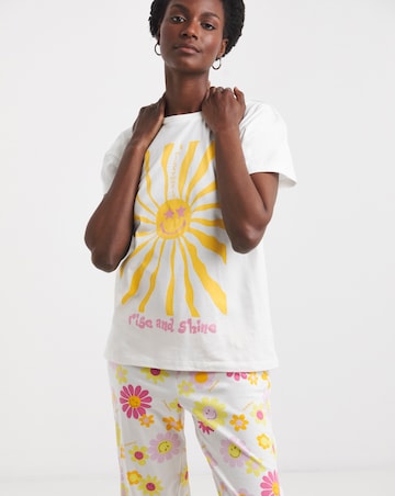 Smiley World Cotton Wide Leg Pyjama Set | JD Williams