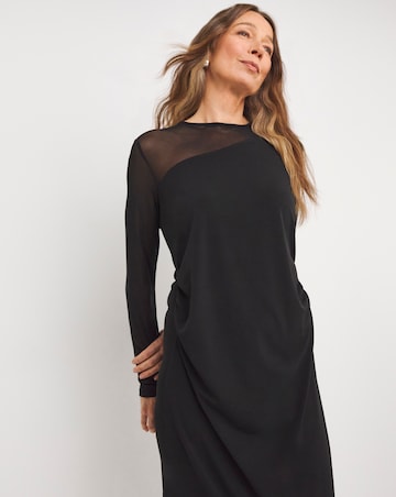 Magisculpt Asymmetric Sheer Neckline Midi Dress | JD Williams
