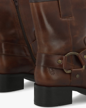 Fly London Reva Brown Leather Chunky Western Boots | JD Williams