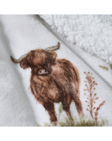 Catherine Lansfield Angus Highland Cow Fleece Throw | JD Williams