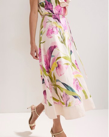 Phase Eight Matilda Floral Linen Ruffle Midi Dress | JD Williams